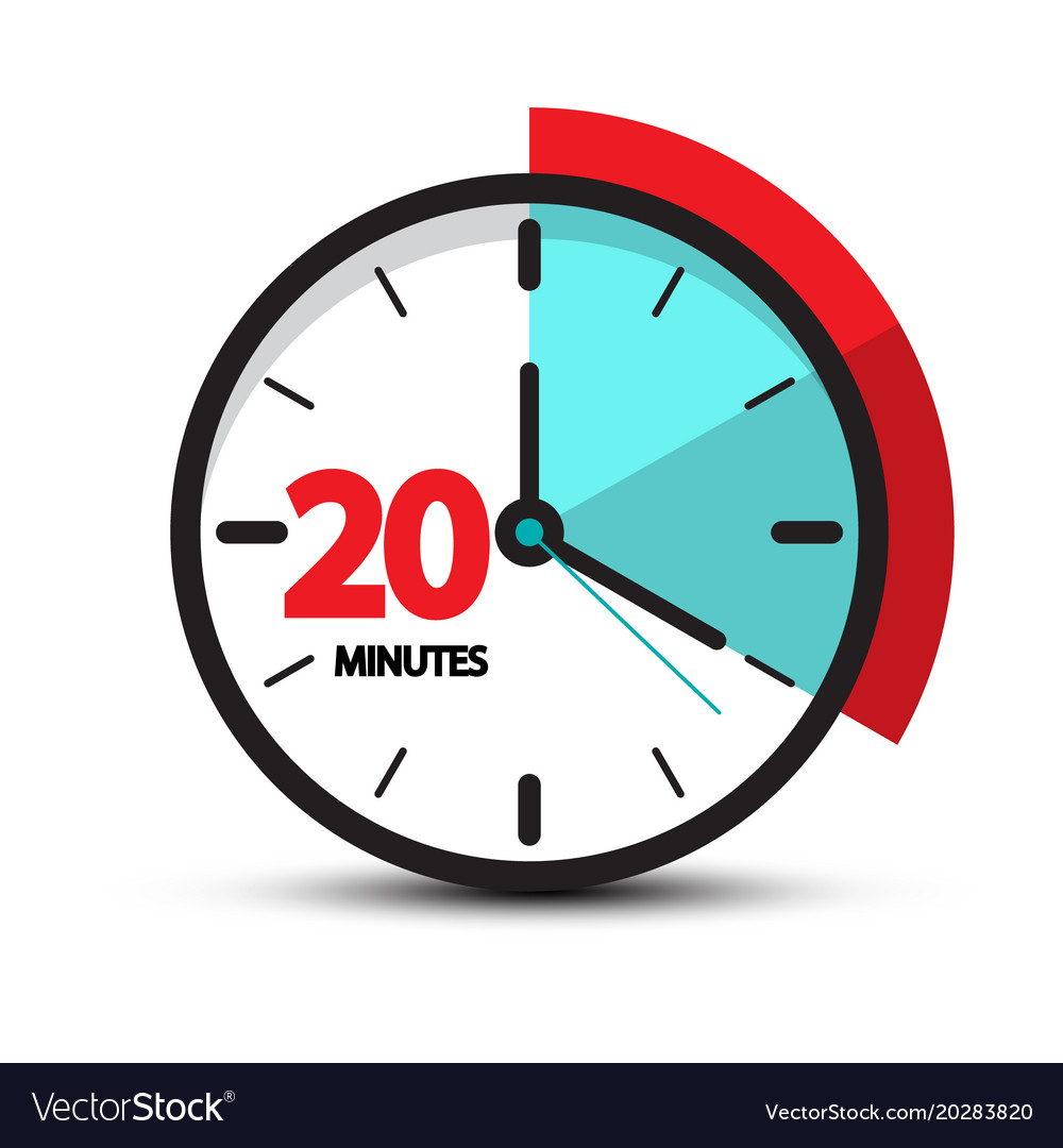 Twenty Minutes Clock Face Icon Smbol Isolated On Vector Image