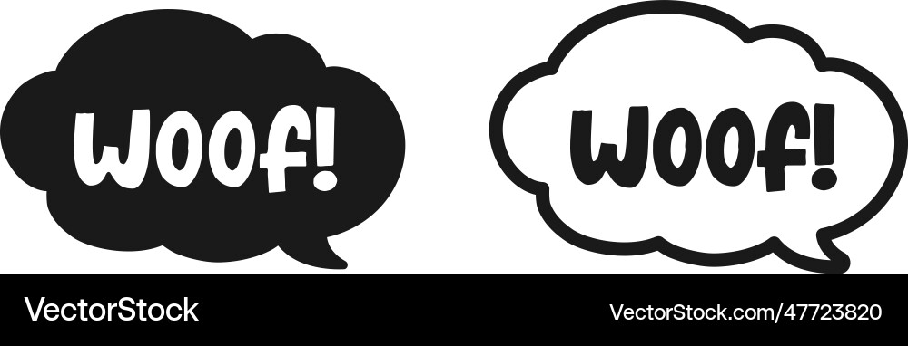 Woof text in a speech bubble balloon cloud Vector Image
