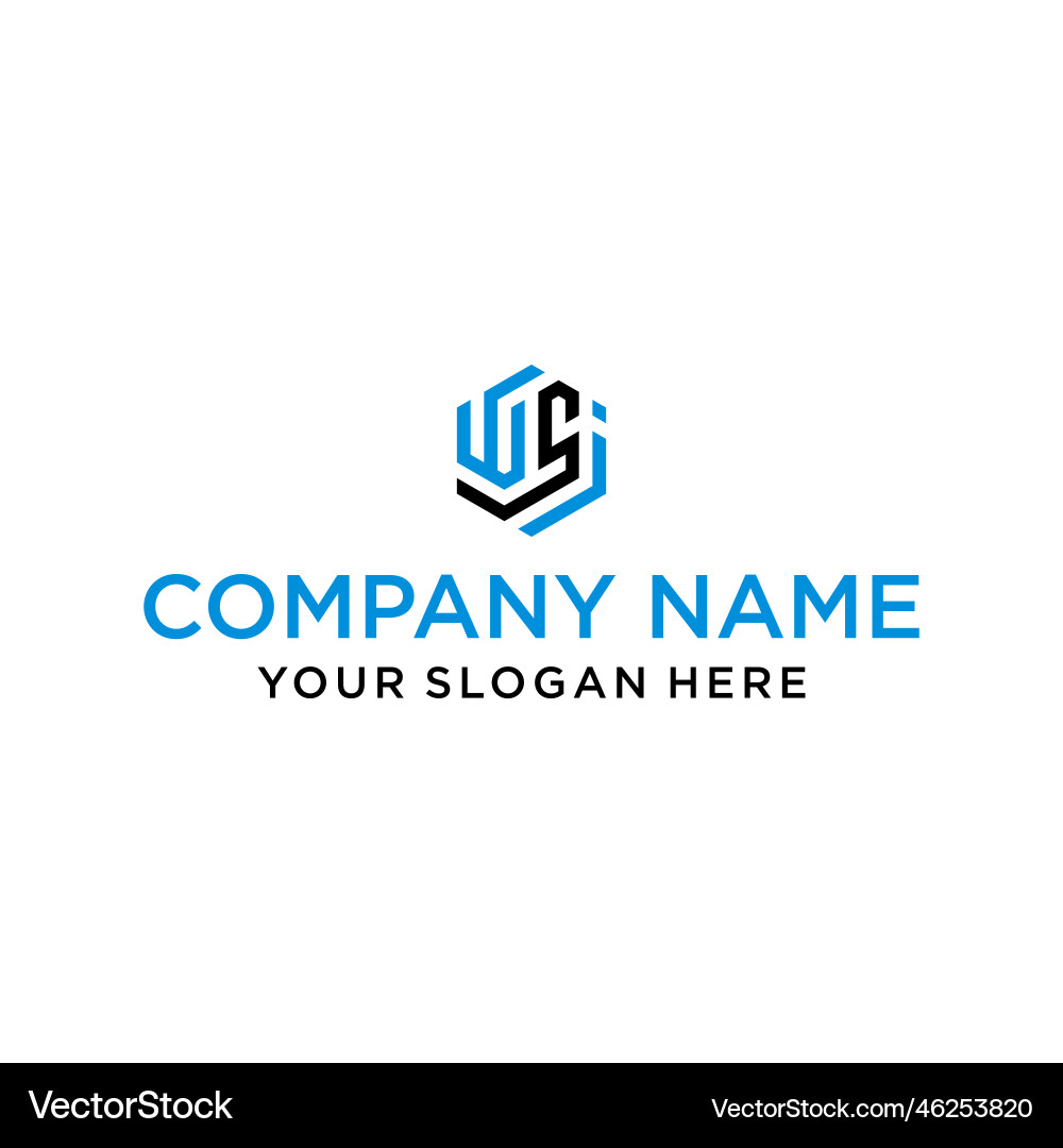 Wsi letter shaped hexagon and cube logo Royalty Free Vector