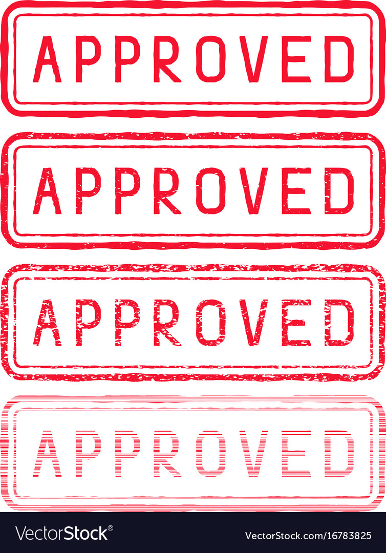 Approved stamp red rectangular impress Royalty Free Vector