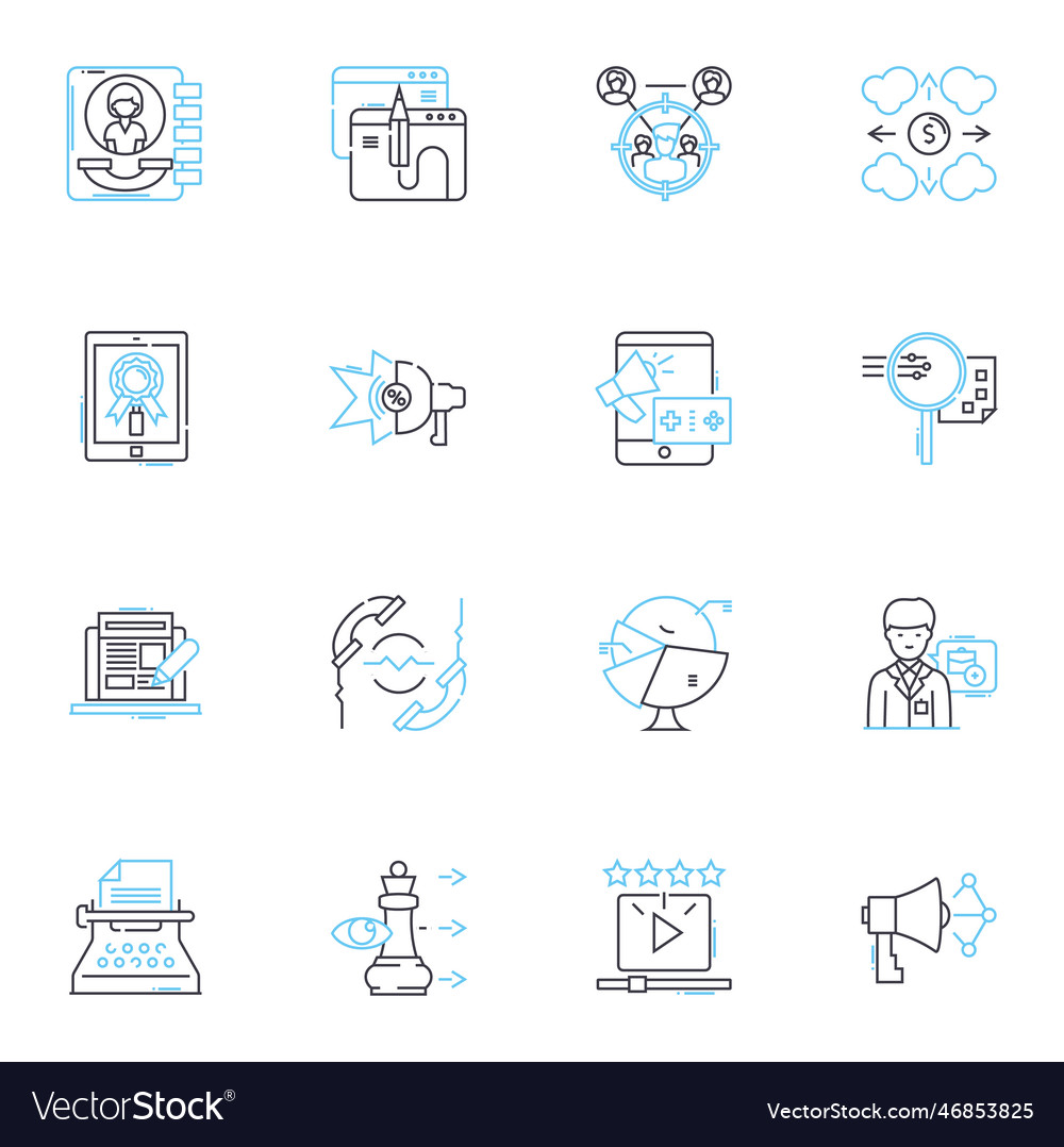 Branding strategy linear icons set positioning Vector Image Branding strategy linear icons set positioning Vector Image