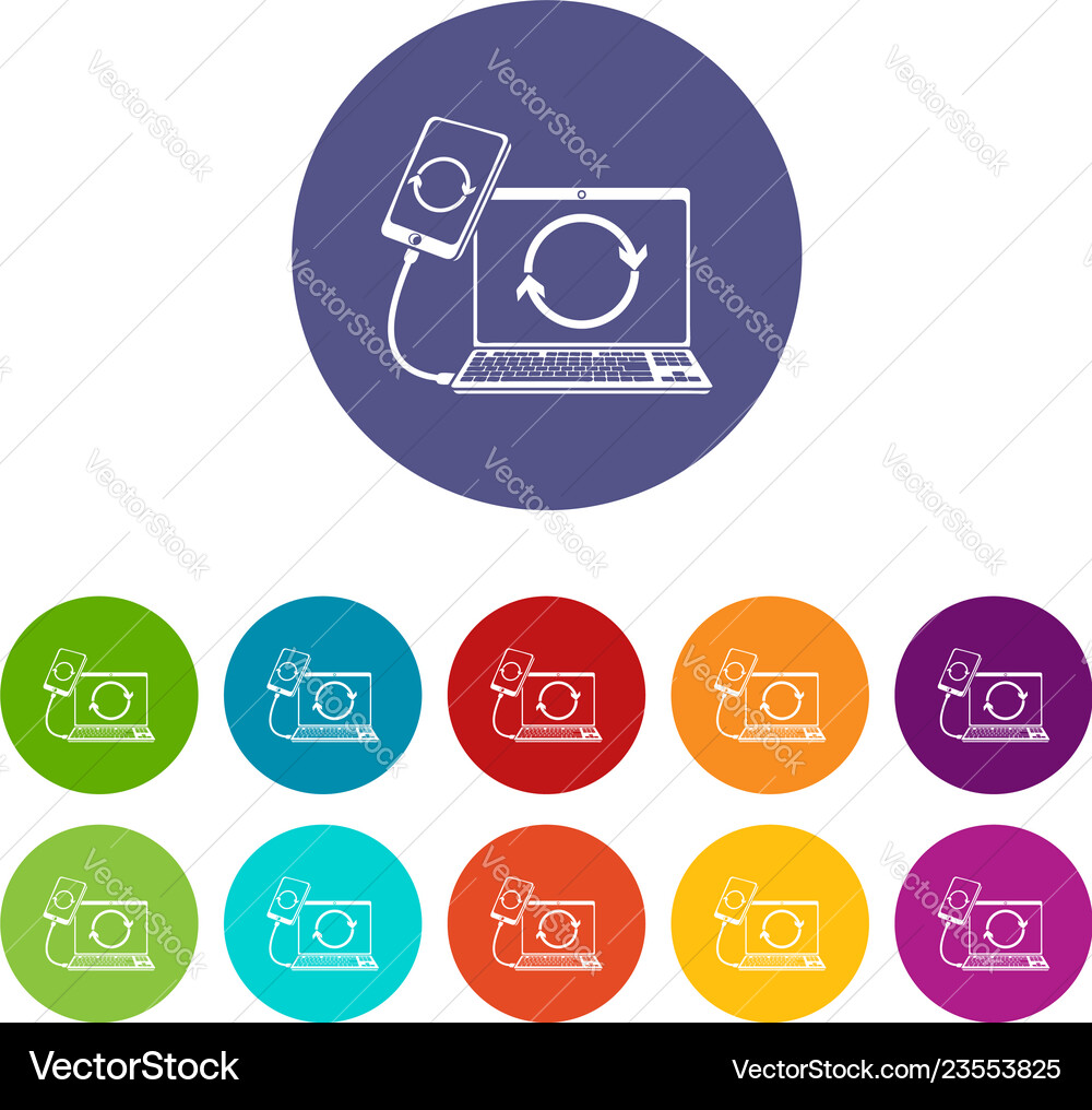 Connection smartphone icons set color Royalty Free Vector