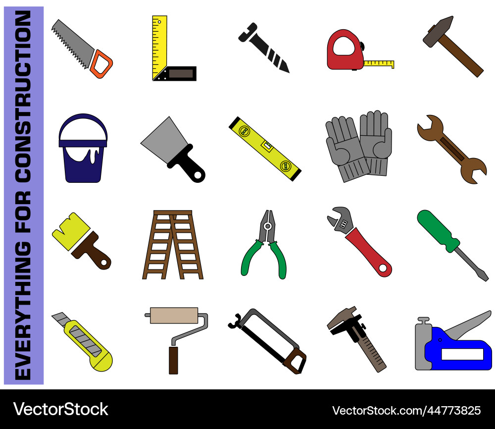 Construction and home repair tools icons set Vector Image