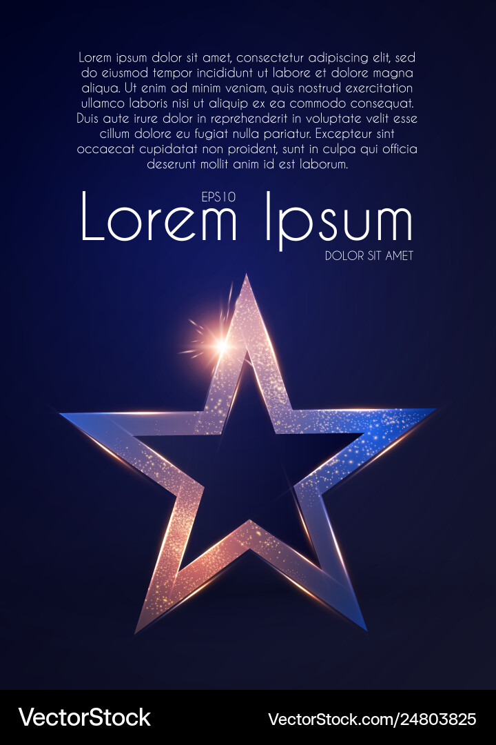 Gold star sign with glitter and light effect win Vector Image