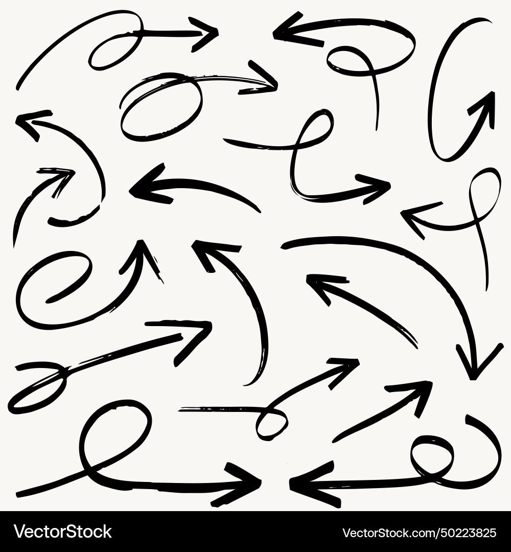 Hand drawn arrows set for business Royalty Free Vector Image