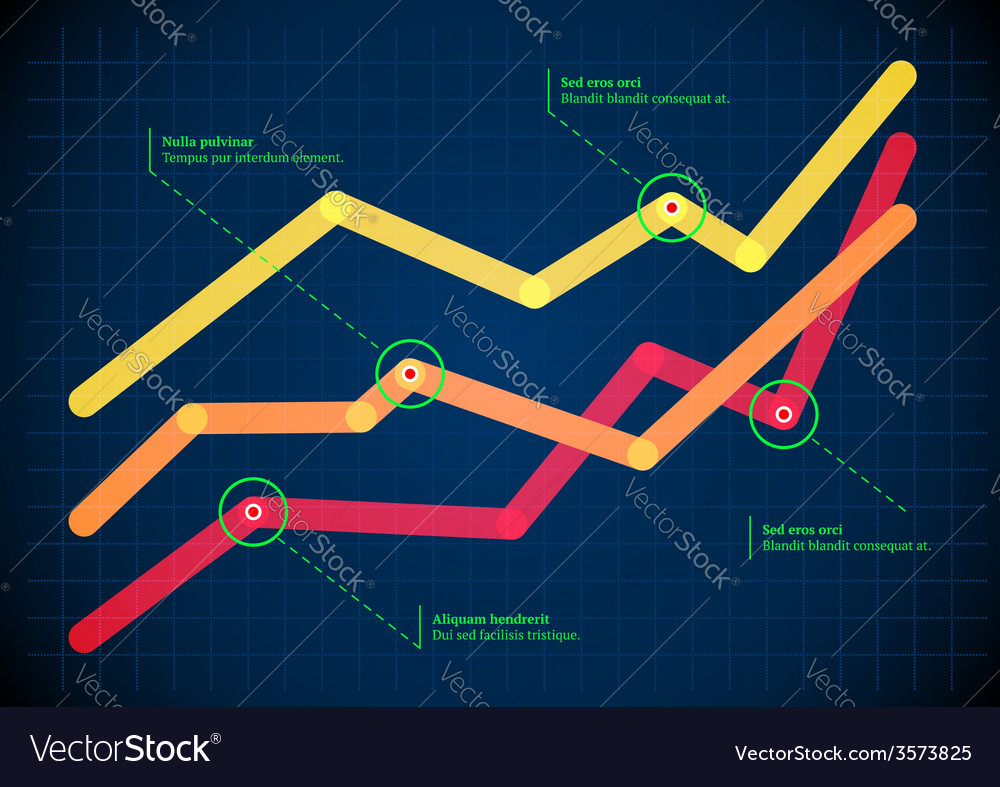 Intersecting graph lines with round pointers Vector Image