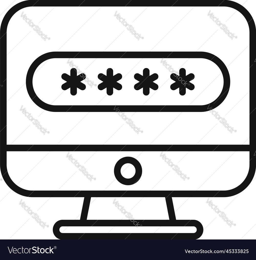Lock computer icon outline cipher data Royalty Free Vector