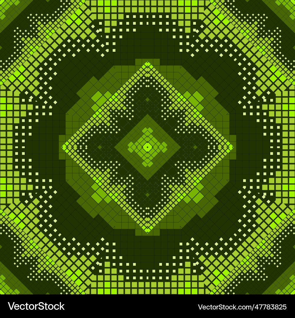 Pixel halftone squares mosaic green seamless Vector Image