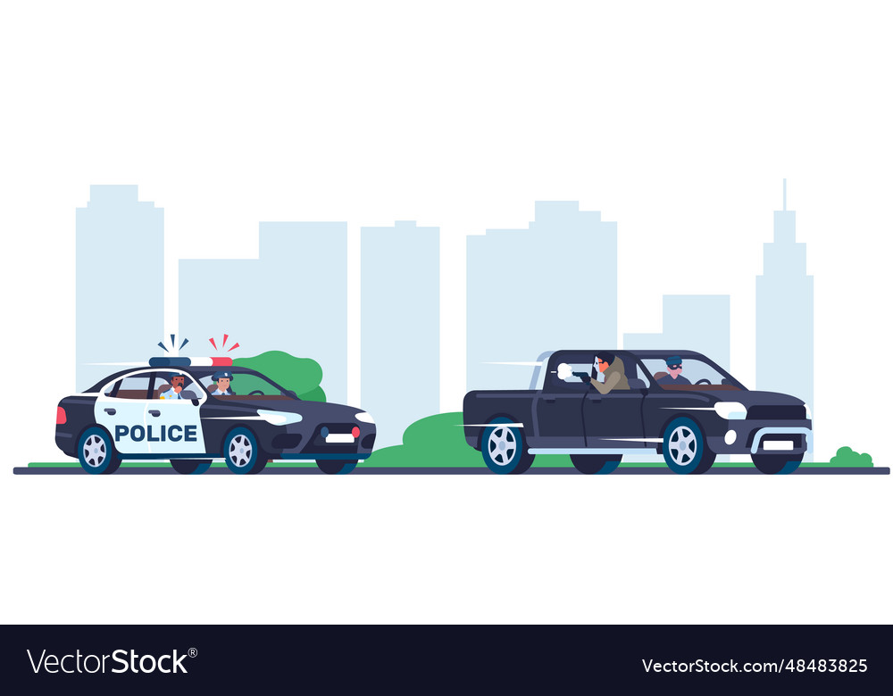 Police patrol car chases perpetrators automobile Vector Image