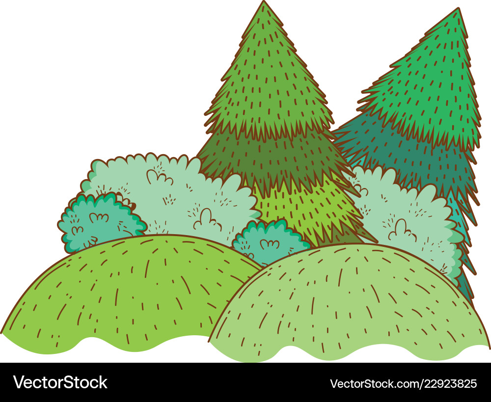 Trees rural landscape in round icon Royalty Free Vector