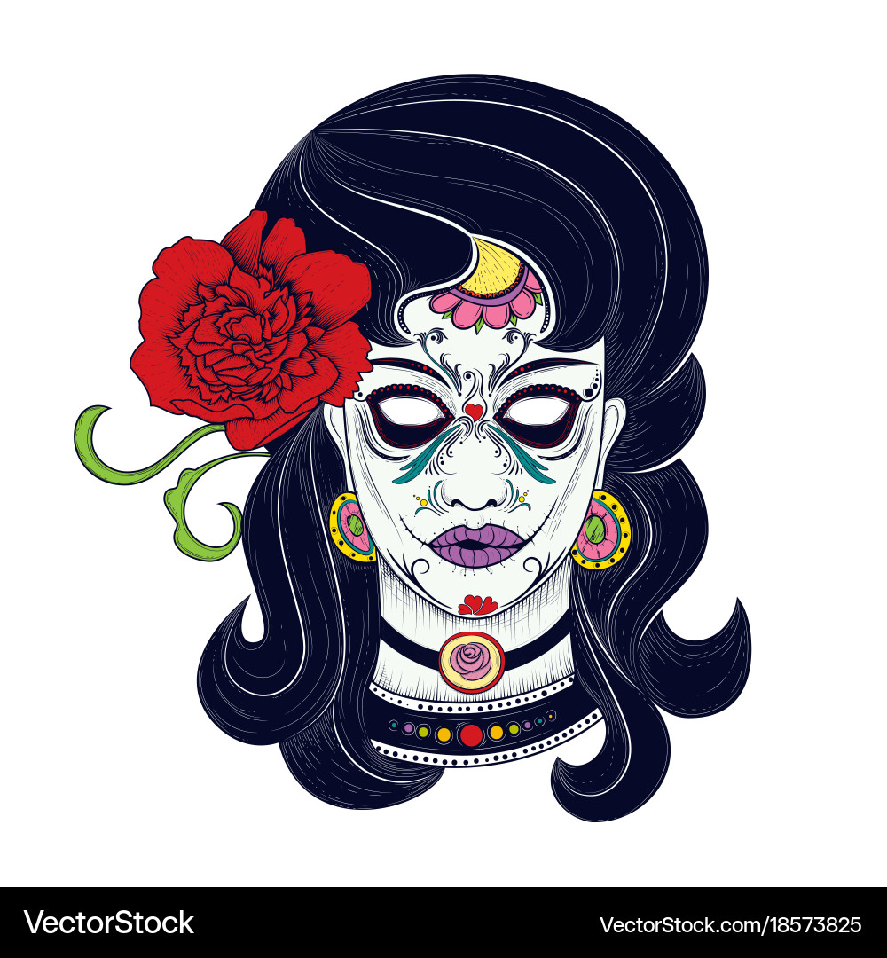 Woman with a painted face Royalty Free Vector Image