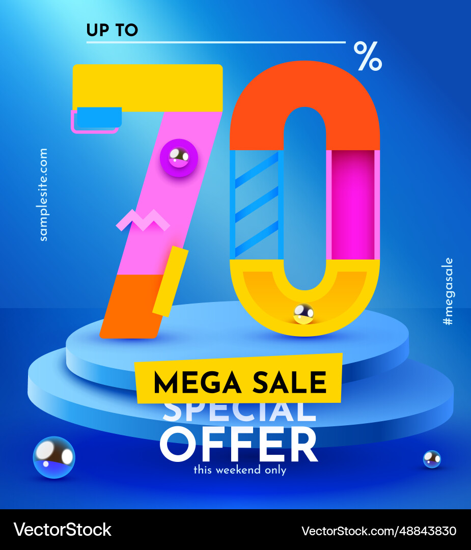 70 percent off discount creative composition sale Vector Image