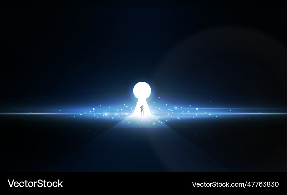 Abstract businessman key door open light Vector Image