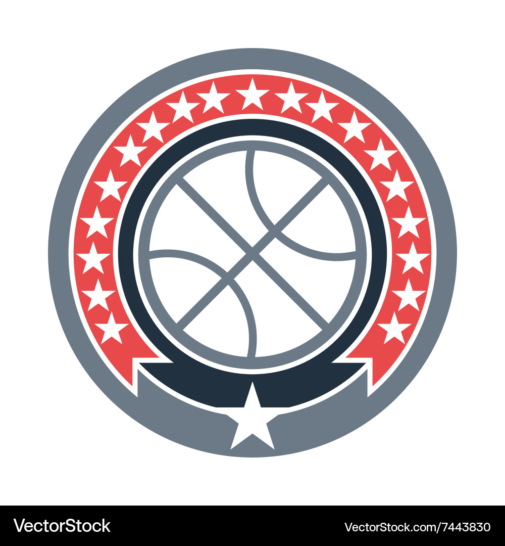 Basketball badge with stars Royalty Free Vector Image