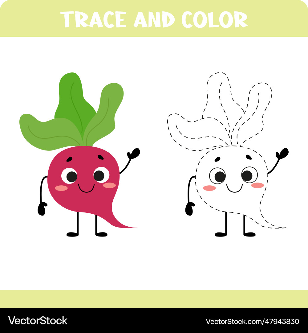 Beet trace the line game for kids educational Vector Image