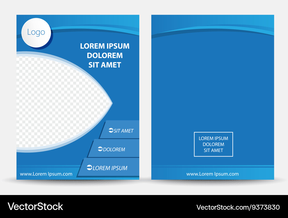 Blue brochure magazine cover Royalty Free Vector Image