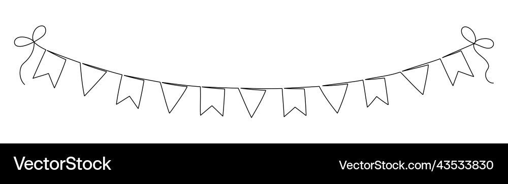 Continuous line drawing of garland Royalty Free Vector Image