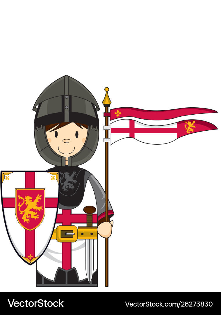 Cute cartoon medieval knight Royalty Free Vector Image