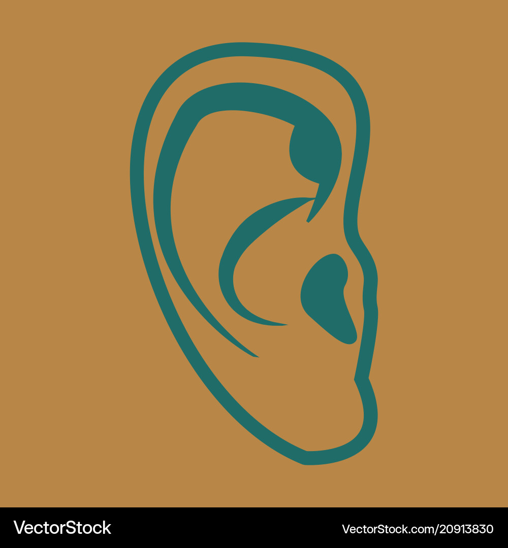 Ear icon in flat style isolated on color Vector Image