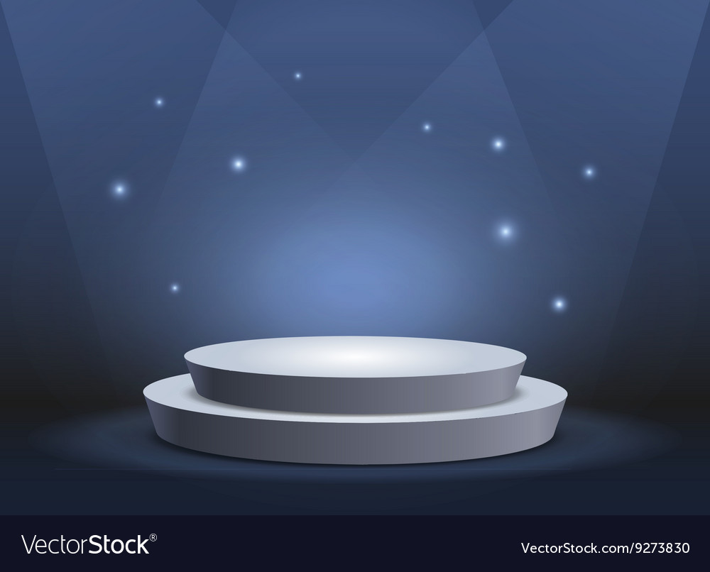 Empty template white round podium on blue Vector Image Empty template white round podium on blue Vector Image