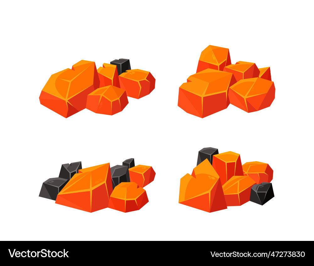 Fiery hot coals glowing red and emanating intense Vector Image