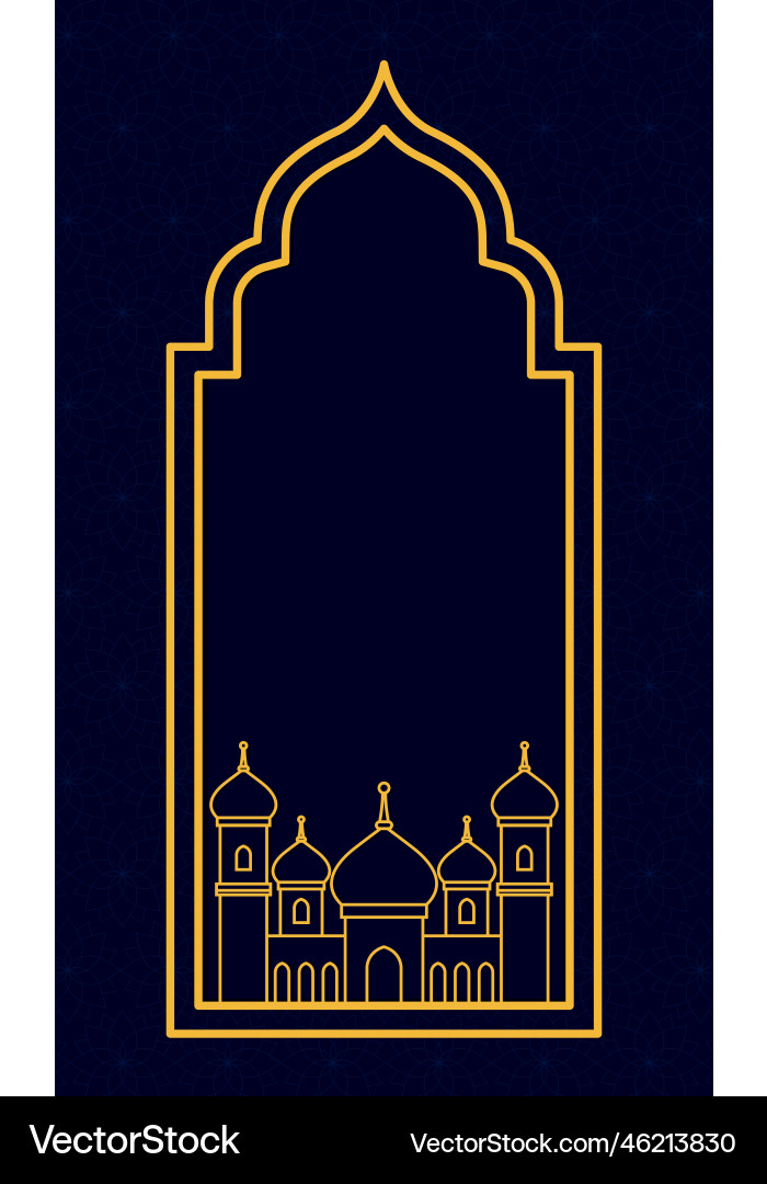 Golden muslim mosque in frame Royalty Free Vector Image
