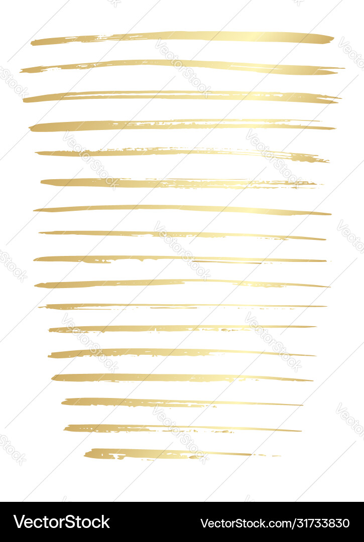 Golden paint strokes set over white Royalty Free Vector