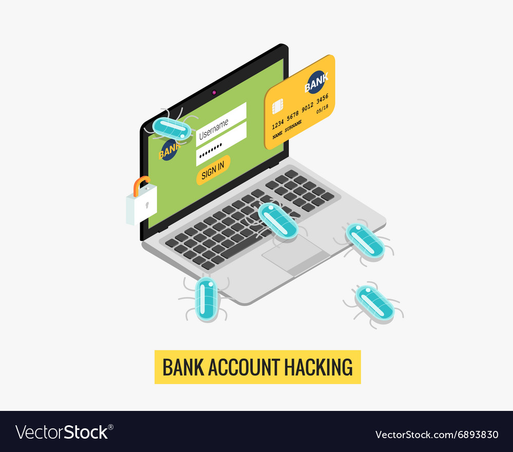 Hacker activity computer and viruses bank account Vector Image