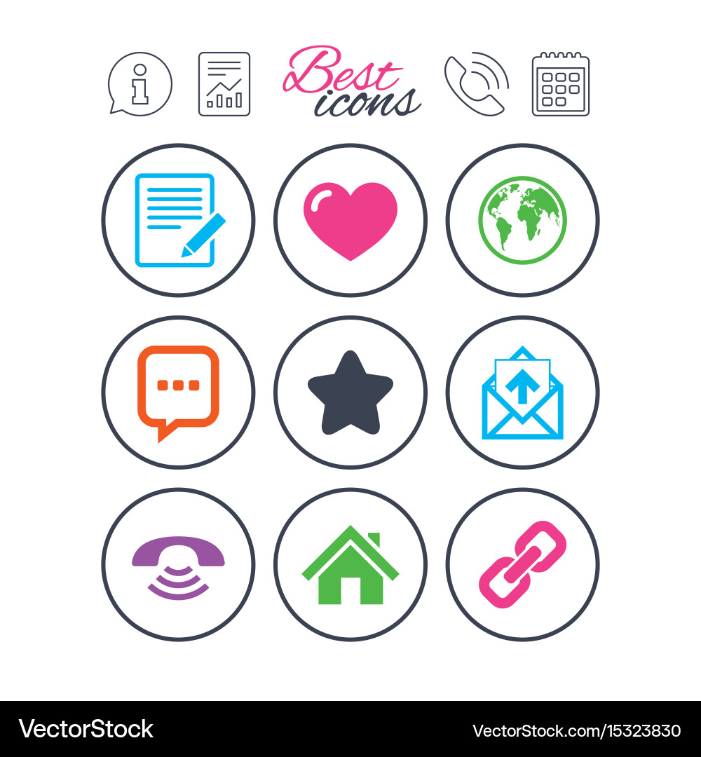 Mail contact icons communication signs Royalty Free Vector