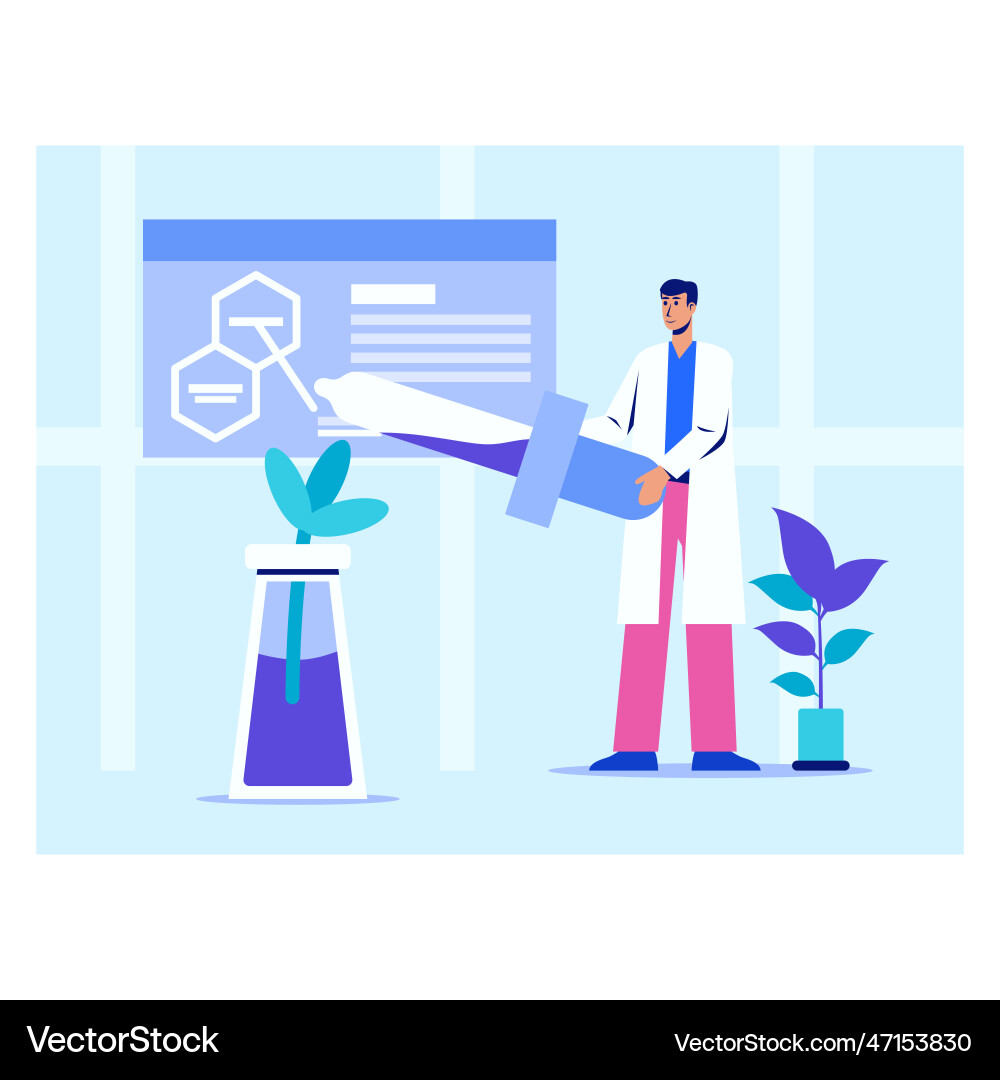 Man standing in laboratory near board Royalty Free Vector