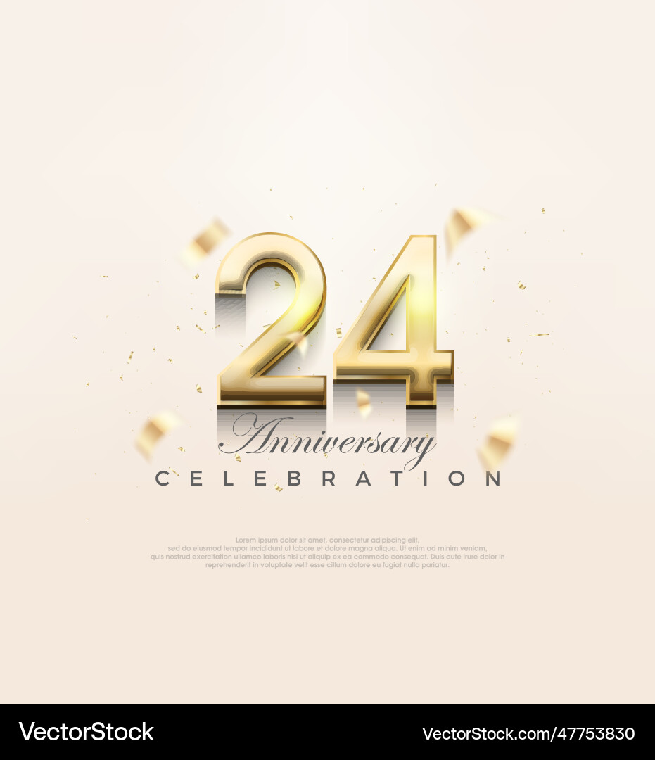 Modern gold 24th anniversary premium design Vector Image