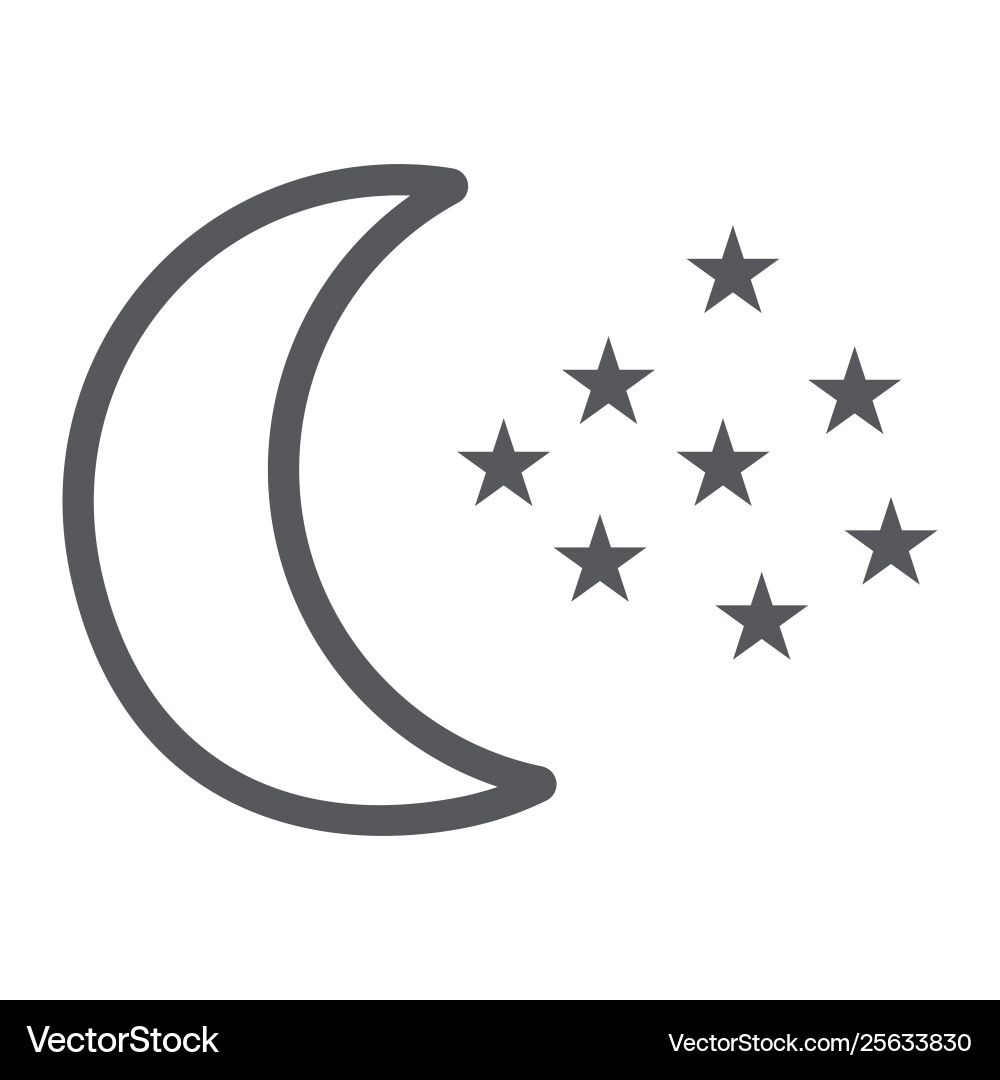 Moon and stars line icon night forecast Royalty Free Vector