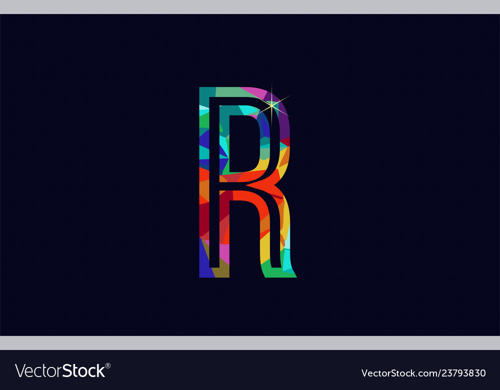 Rainbow colored alphabet letter r logo company Vector Image