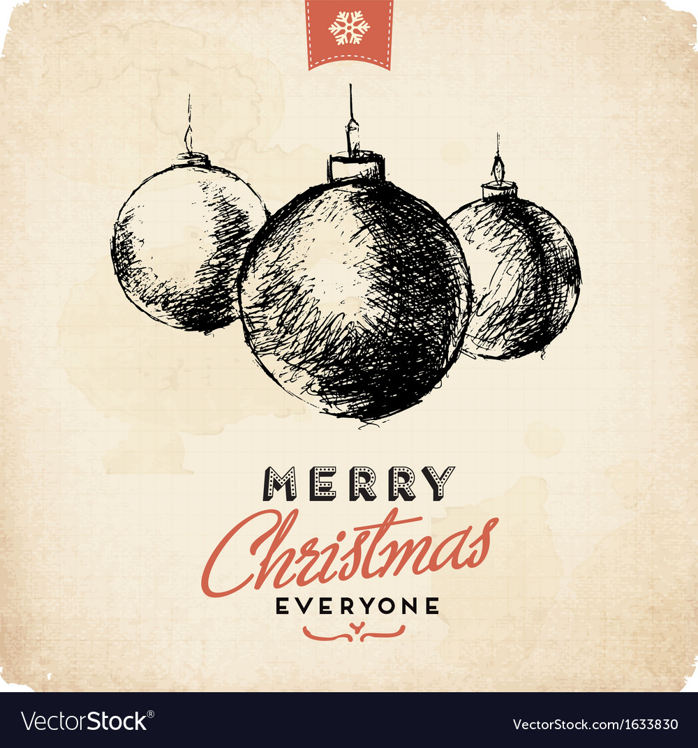 Retro vintage hand drawn christmas greeting card Vector Image Retro vintage hand drawn christmas greeting card Vector Image