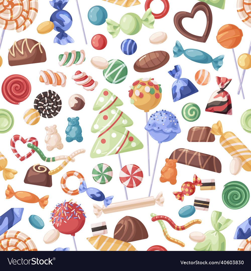 Seamless candies pattern endless background Vector Image