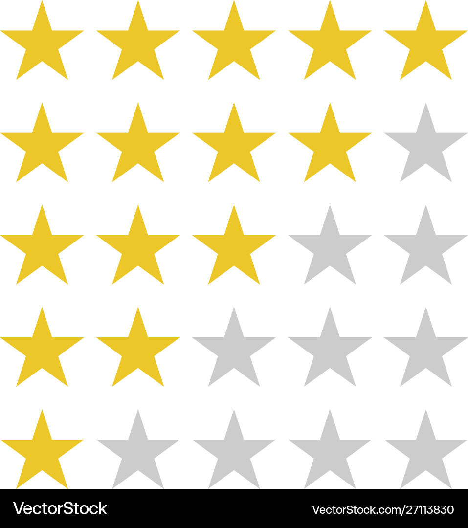 Star rating symbols with 5 Royalty Free Vector Image