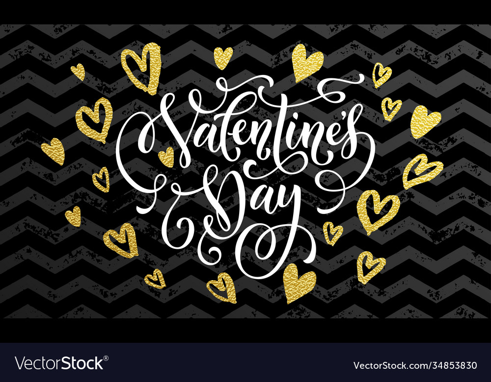 Valentine day gold love heart glitter greeting Vector Image