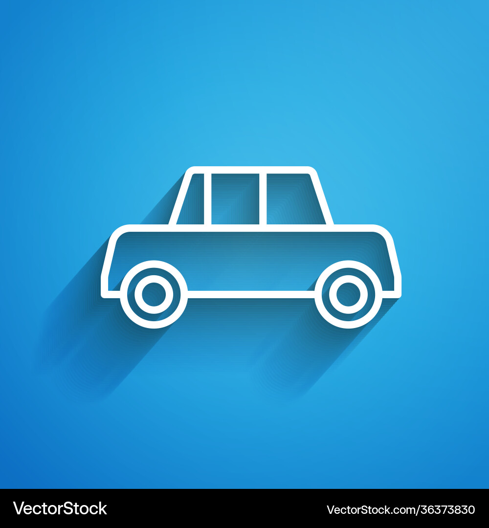 White line car icon isolated on blue background Vector Image