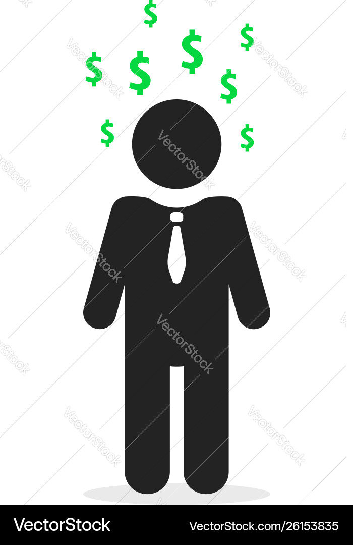 Black stick figure rich man Royalty Free Vector Image