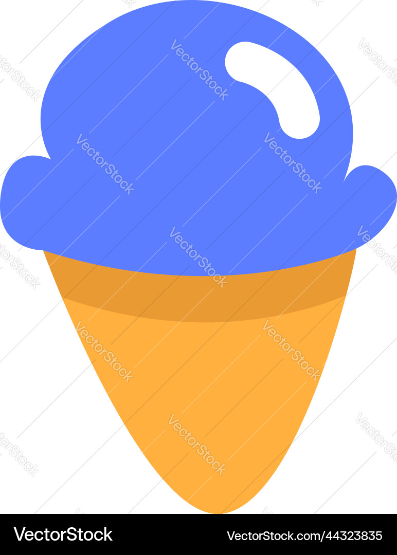 Blue ice cream in cone on a white background Vector Image