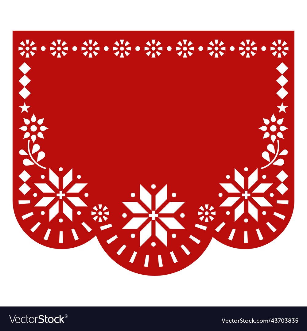 Christmas Papel Picado Template Design Royalty Free Vector