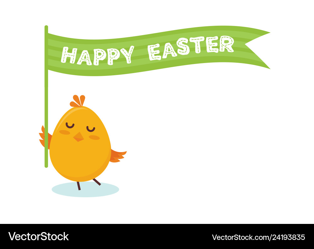 Cute little chick with happy easter sign Vector Image