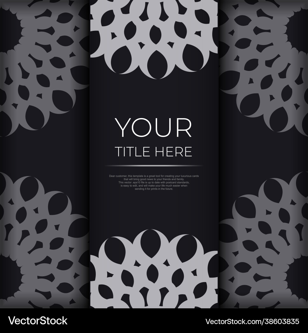 Dark invitation card design with abstract silvery Vector Image