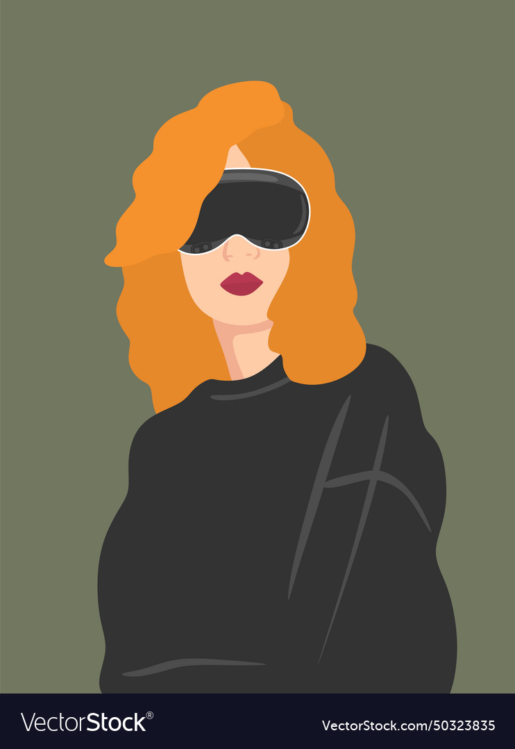 Girl with spatial computing device Royalty Free Vector Image