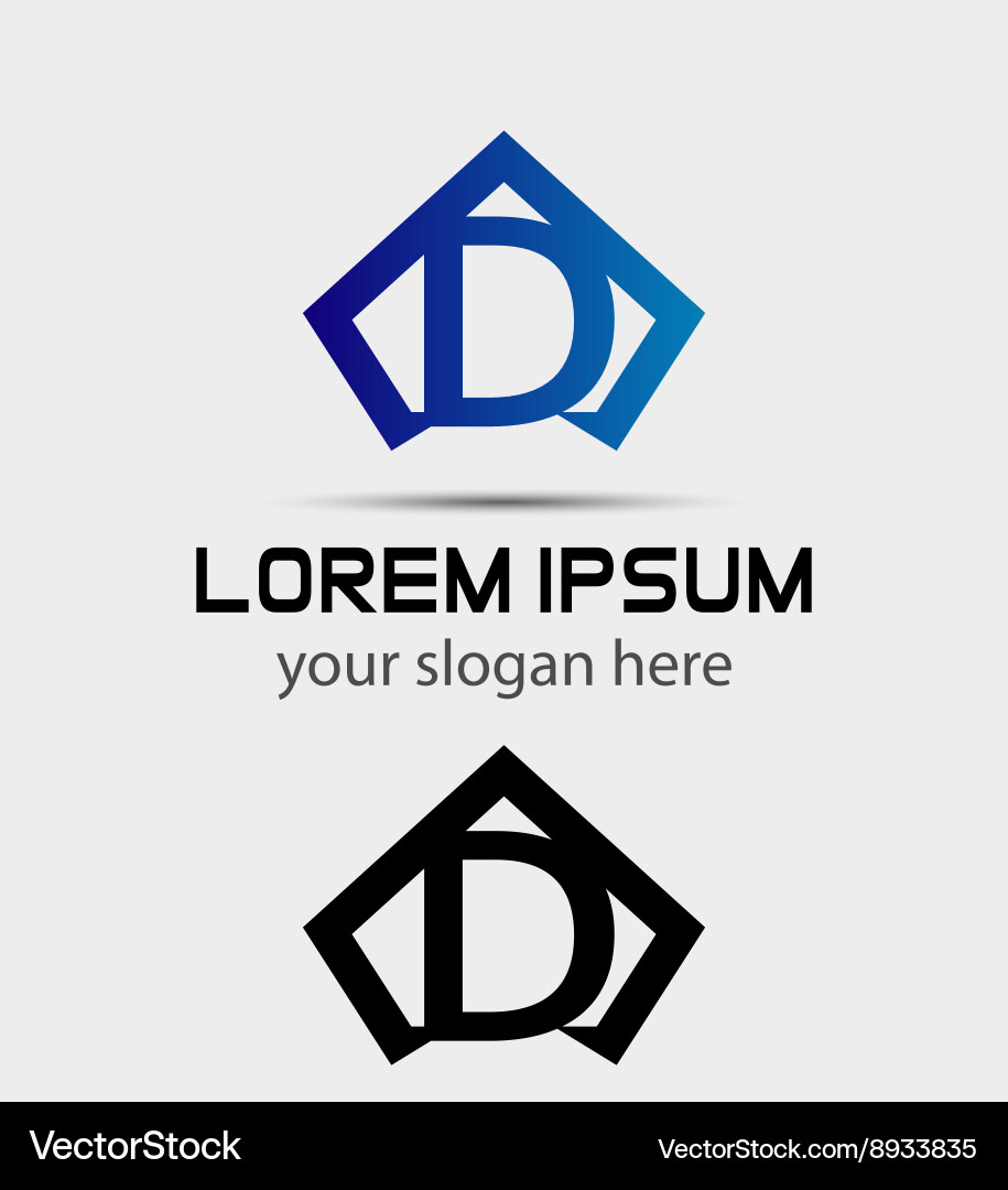 Graphic alphabet symbol d letter Royalty Free Vector Image