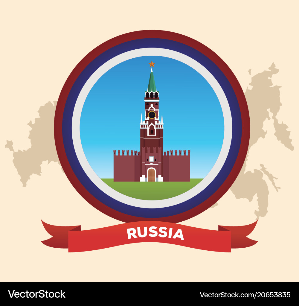 Russia building on round symbol Royalty Free Vector Image