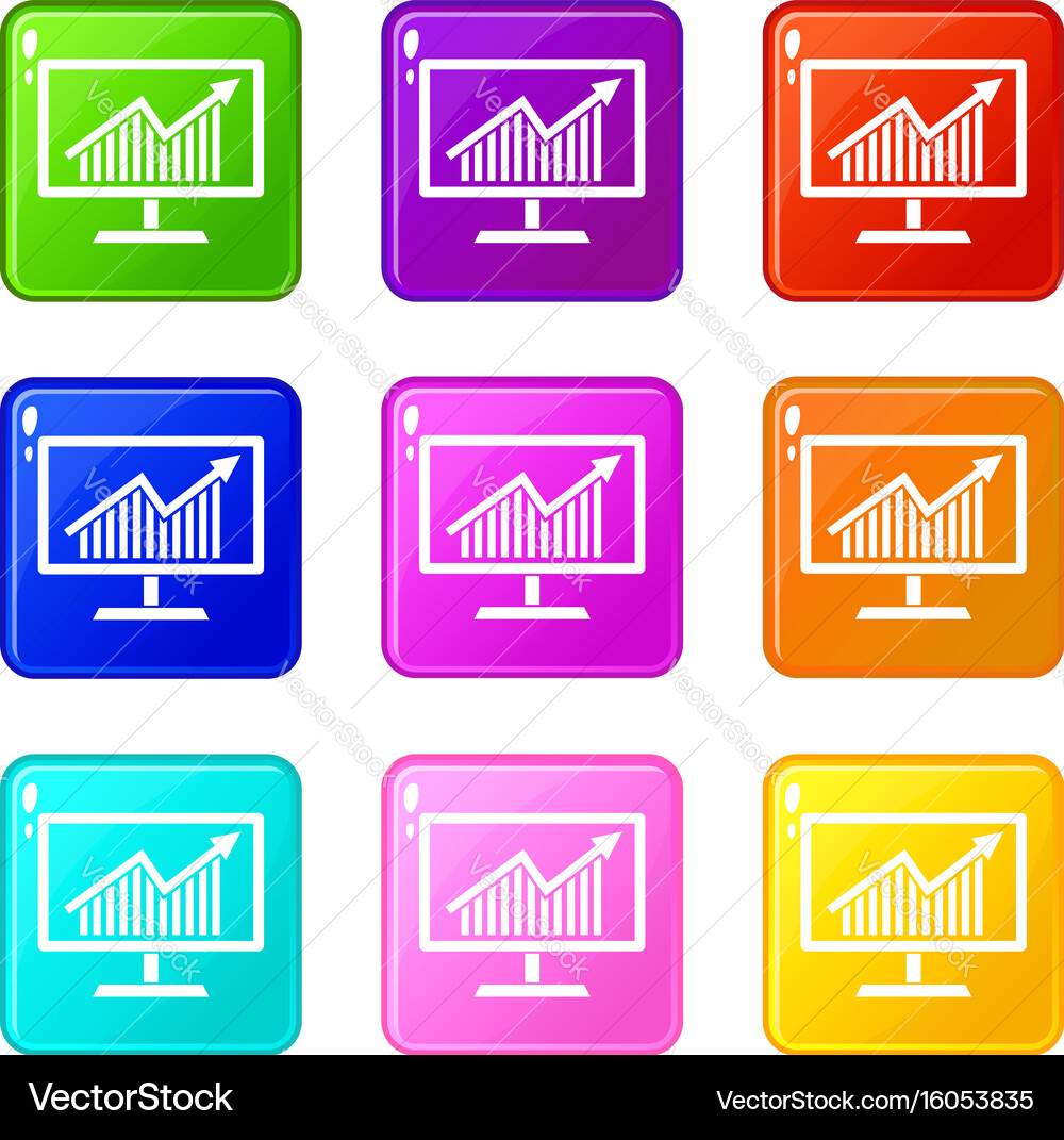 Statistics on monitor set 9 Royalty Free Vector Image