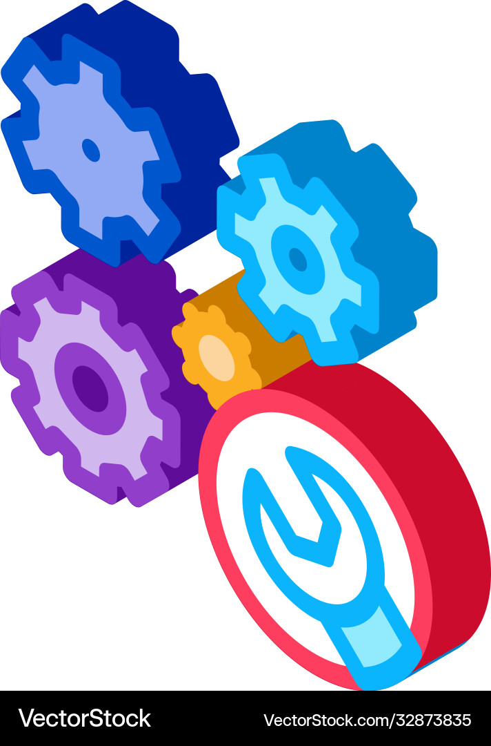 Watch gears wrench isometric icon Royalty Free Vector Image
