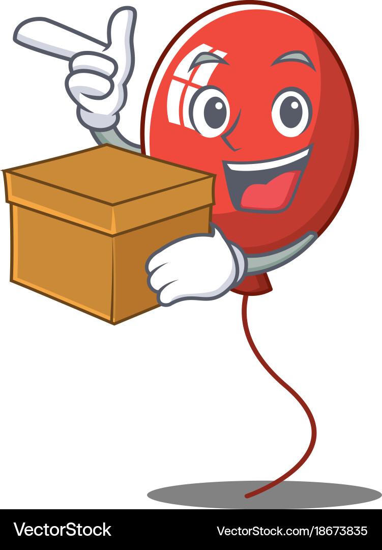 With box balloon character cartoon style Vector Image