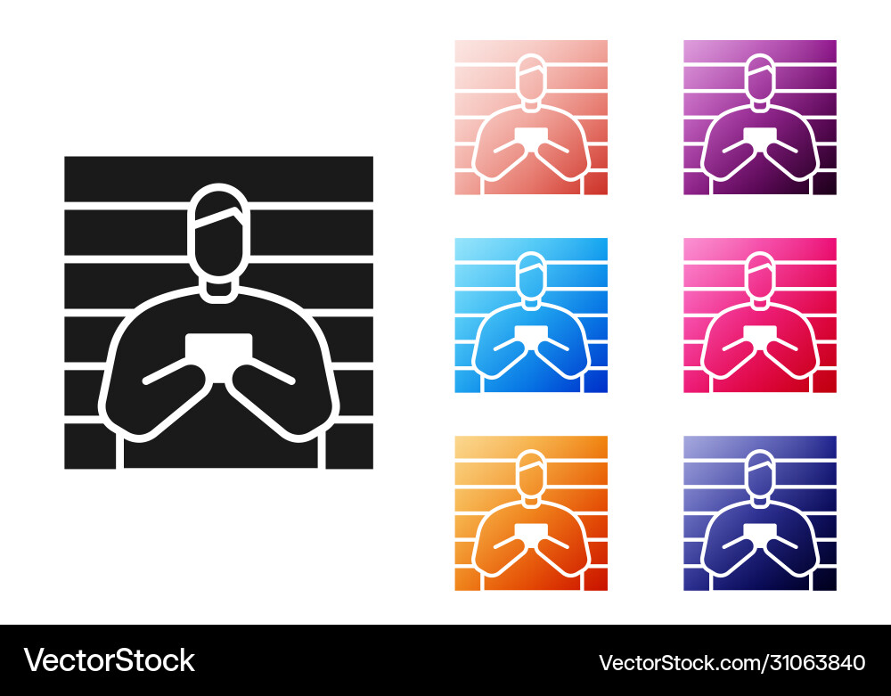 Black suspect criminal icon isolated on white Vector Image